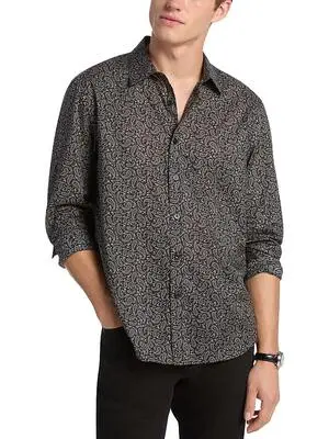 Michael Kors Paisley Relaxed Fit Button Down Shirt - Gunmetal