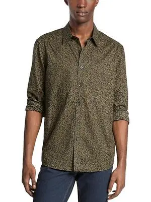 Michael Kors Paisley Relaxed Fit Button Down Shirt Ivy