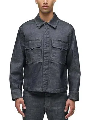 Hudson Jeans Coated Denim Shirt Jacket - Coated Gunmetal
