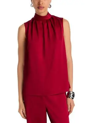 Misook Sleeveless Mock Neck Tank Top - Scarlet Red