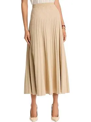 Misook Rib Knit Midi Skirt - Biscotti/gold