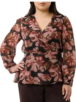 ESTELLE Natalia Floral Top - Chocolate/ Blush