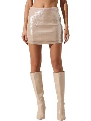 Astr The Label Darby Sequin Miniskirt - Cream