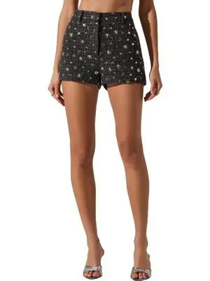Astr The Label Wynn Tweed High-waist Shorts - Charcoal