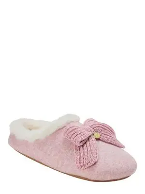DEARFOAMS Josie Knit Clog Slipper With Bow - Pale Mauve