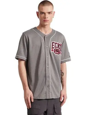 ECKO UNLTD. Button Front Shirt With Piping Details - Marled Grey