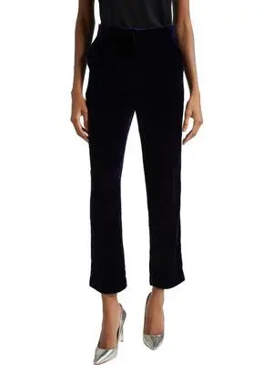 L'Agence Velvet Straight Leg Pants - Midnight
