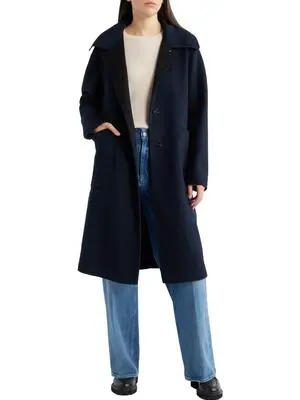 Bernardo Brushed Double-face Overcoat - Navy