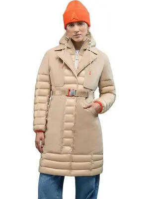 ALPENHAUS Beaufort Mixed Media Insulated Trench Coat - Soft Camel