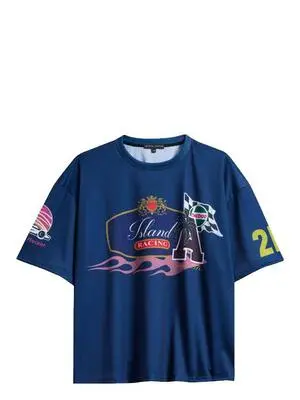 ISLAND AVENUE Island Racing Mesh Graphic T-shirt - Blue