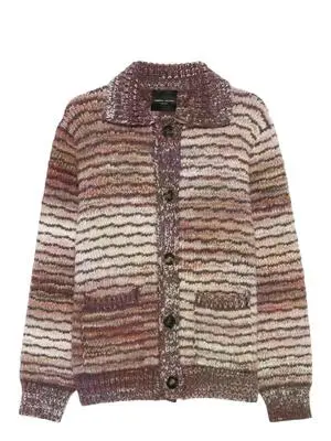 ROBERTO COLLINA Striped Cardigan - Brown