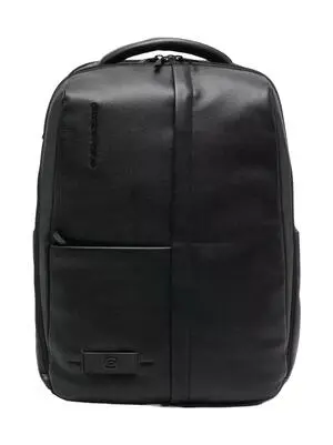 PIQUADRO Leather Backpack - Black