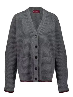 Gucci V-neck Buttoned Cardigan - Grey