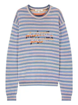 Maison Kitsuné Striped Crew-neck Sweater - Blue