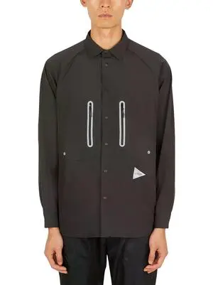 AND WANDER Zip-pocket Shirt - Black