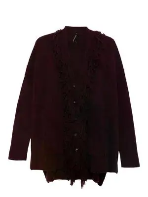 Masnada Fringed-trim Cardigan - Red