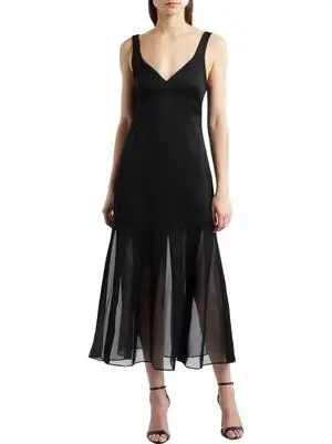 BOSS Sleeveless Godet Maxi Dress - Black