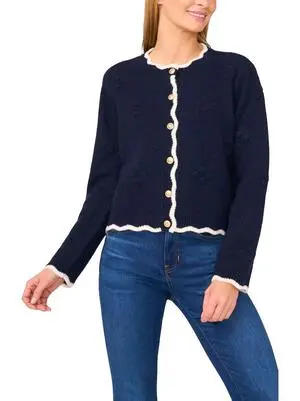 CECE DUPRAZ Scalloped Edge Cardigan - Classic Navy