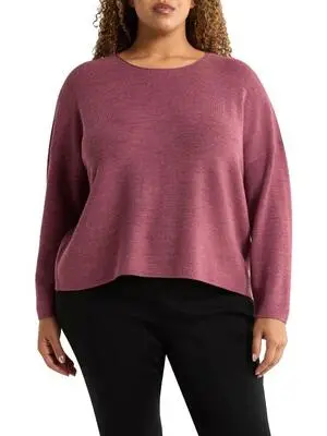 Eileen Fisher Crewneck Wool Sweater - Tea Rose