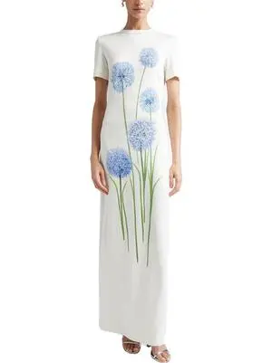 Oscar De La Renta Allium Stretch Jersey Dress - Blue/white