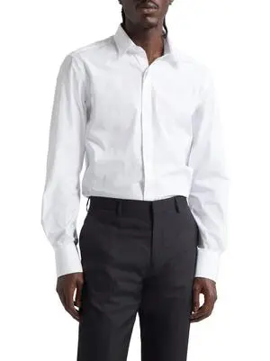 TOM FORD Classic Fit Cotton Poplin Button-up Shirt - Waa Optical White