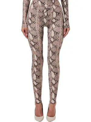 Naked Wardrobe Snakeskin Print High Waist Leggings - Nude Snakeskin