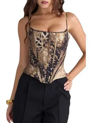 House Of Cb Cadie Corset Top - Leopard
