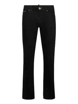 Philipp Plein Logo Plaque Straight Leg Jeans - Black