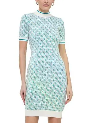 Guess Patterned High-Neck Dress White