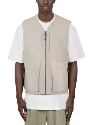 AND WANDER Zip-front Pocketed Vest - Neutrals