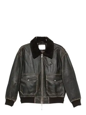 DUNST Leather Shearling Jacket - Brown