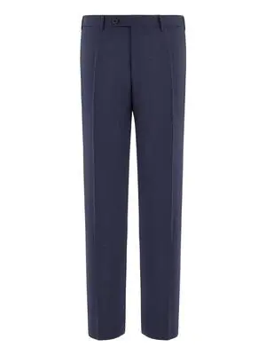 Canali High-waisted Stretch Wool Trousers - Blue