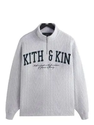 Kith Cable Fleece Quarter-zip - Light Heather Grey