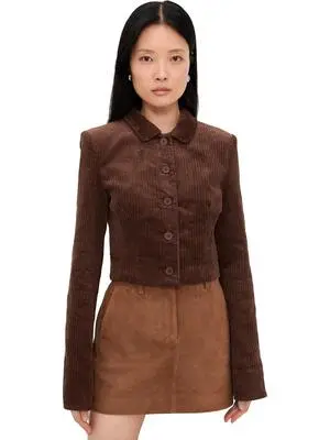Lioness Corduroy Button-up Jacket - Chocolate