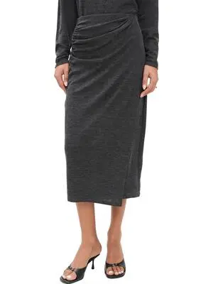 Vince Waist Draped Midi Skirt - Dk H Grey