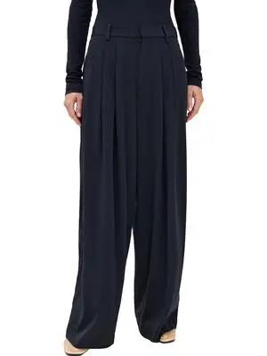 Tibi Relaxed Suiting Triple Pleat Pants - Navy