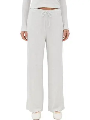 PERFECTWHITETEE Maddie Brushed Waffle Drawstring Pants - Ash