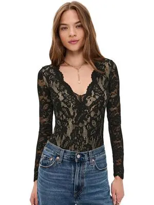 Generation Love Alessia Lace Bodysuit - Black/beige