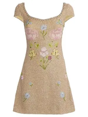 CLIO PEPPIATT Marie Embellished Mini Dress - Beige