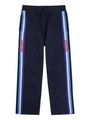 Drole De Monsieur Le Pantalon Maille Striped Merino Wool Track Pants - Navy
