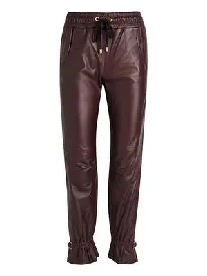 SKIIM Gaby Leather Trousers - Burgundy