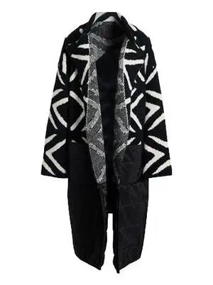 KAOS Jacquard Knit Single-breasted Coat - Black