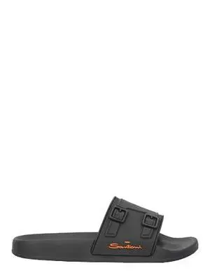 Santoni Rubber Slide Sandals - Black