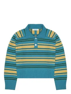 Calle Del Mar Striped Cashmere Polo - Blue