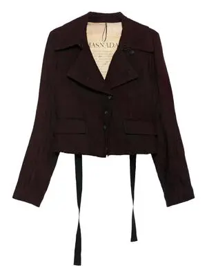 Masnada Strap-detail Raw-cut Blazer - Brown