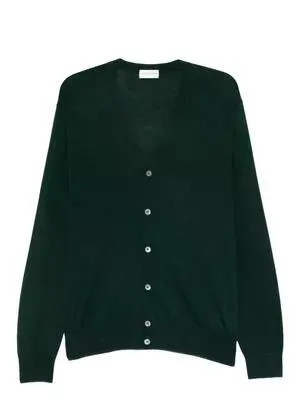 BALLANTYNE V-neck Fine-knit Cardigan - Green