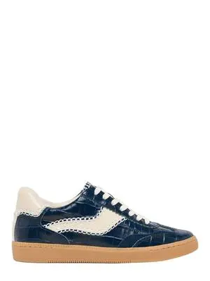 DOLCEVITA Notice Stitch Sneakers - Ink Croco Embossed Leather