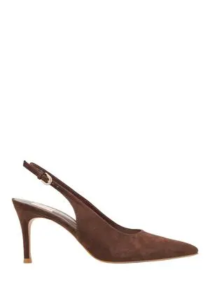 DOLCEVITA ELASI Leather Slingback Heels Dk Brown Nubuck