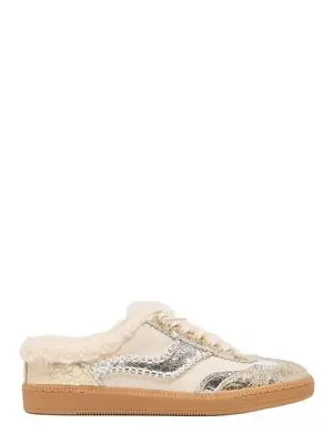 DOLCEVITA Notice Slide Plush - Silver Gold Crackled Leather
