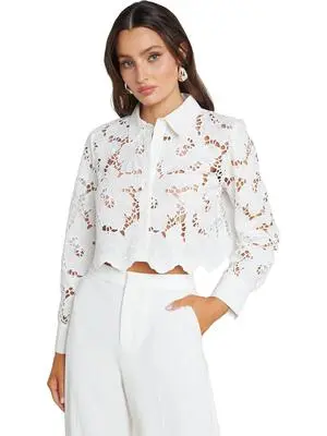 L'AGENCE Seychelle Cropped Eyelet Blouse